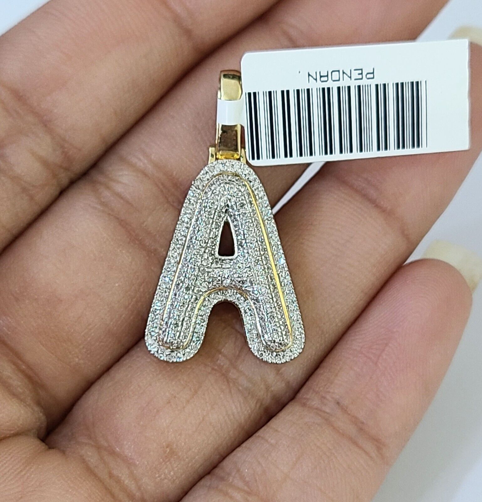 10k Yellow Gold Diamond Letter "A" Initial Alphabet Charm/Pendant Real – GDJ