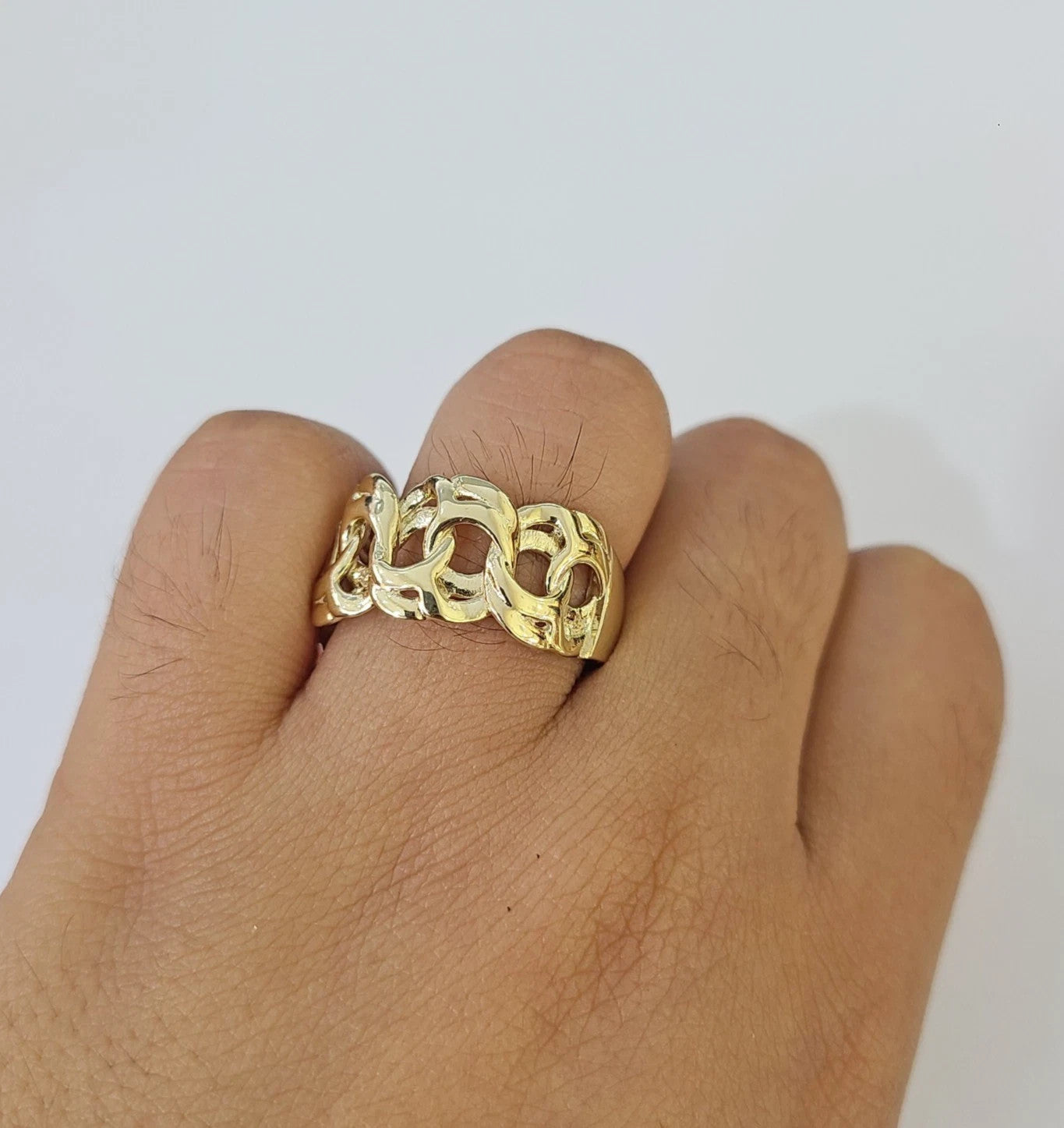 Real 10k Cuban Curb Ring Yellow Gold Women Men Genuine 10Kt – GDJ