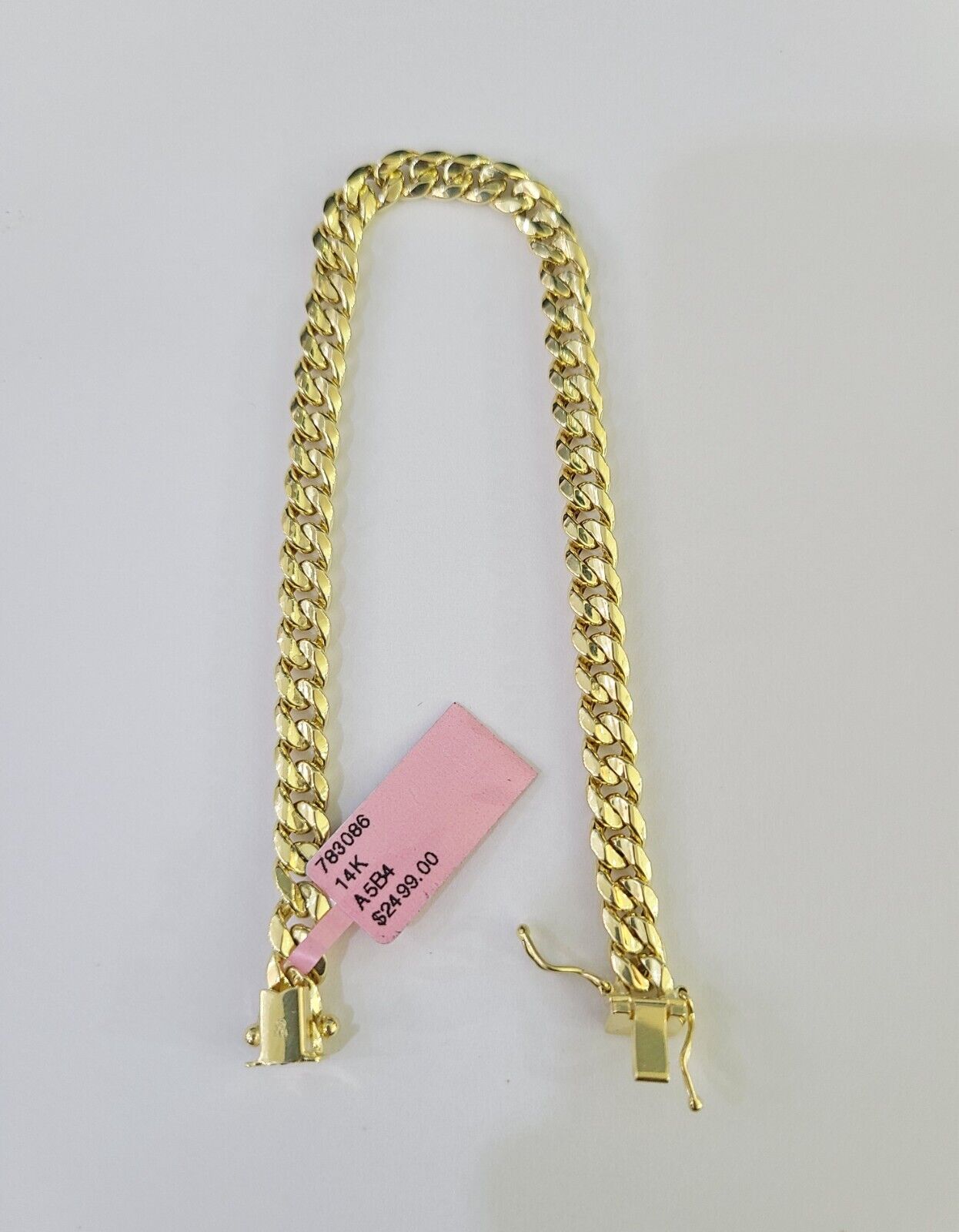 Real 14K Miami Cuban Bracelet Yellow Gold Box Clasp 8" Inch 6mm Link H ...