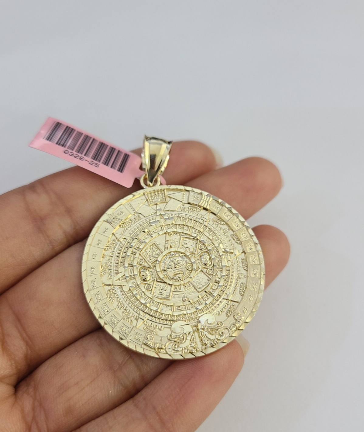Real 14k Gold Charm Pendant Aztec Mayan Calendar Round Style 14kt – GDJ