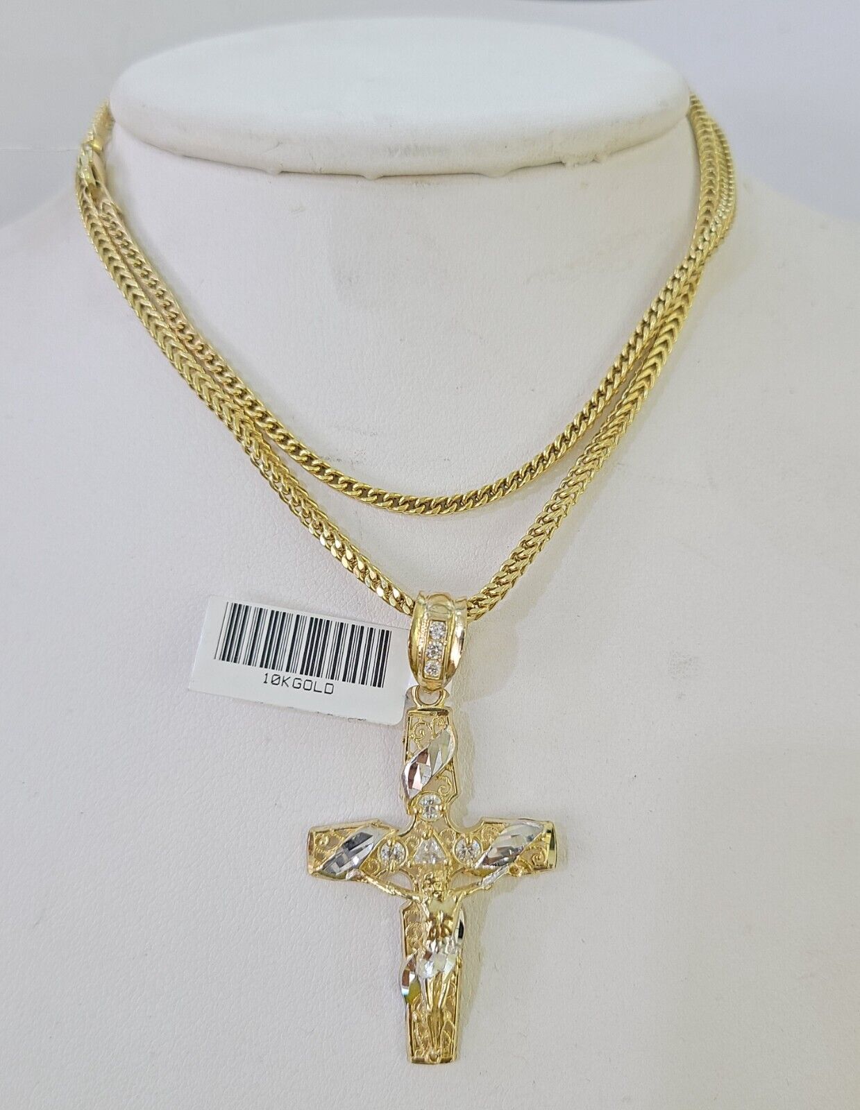 10K Gold Franco Chain Cross Charm Length 18-26 inches 2mm REAL Yellow – GDJ