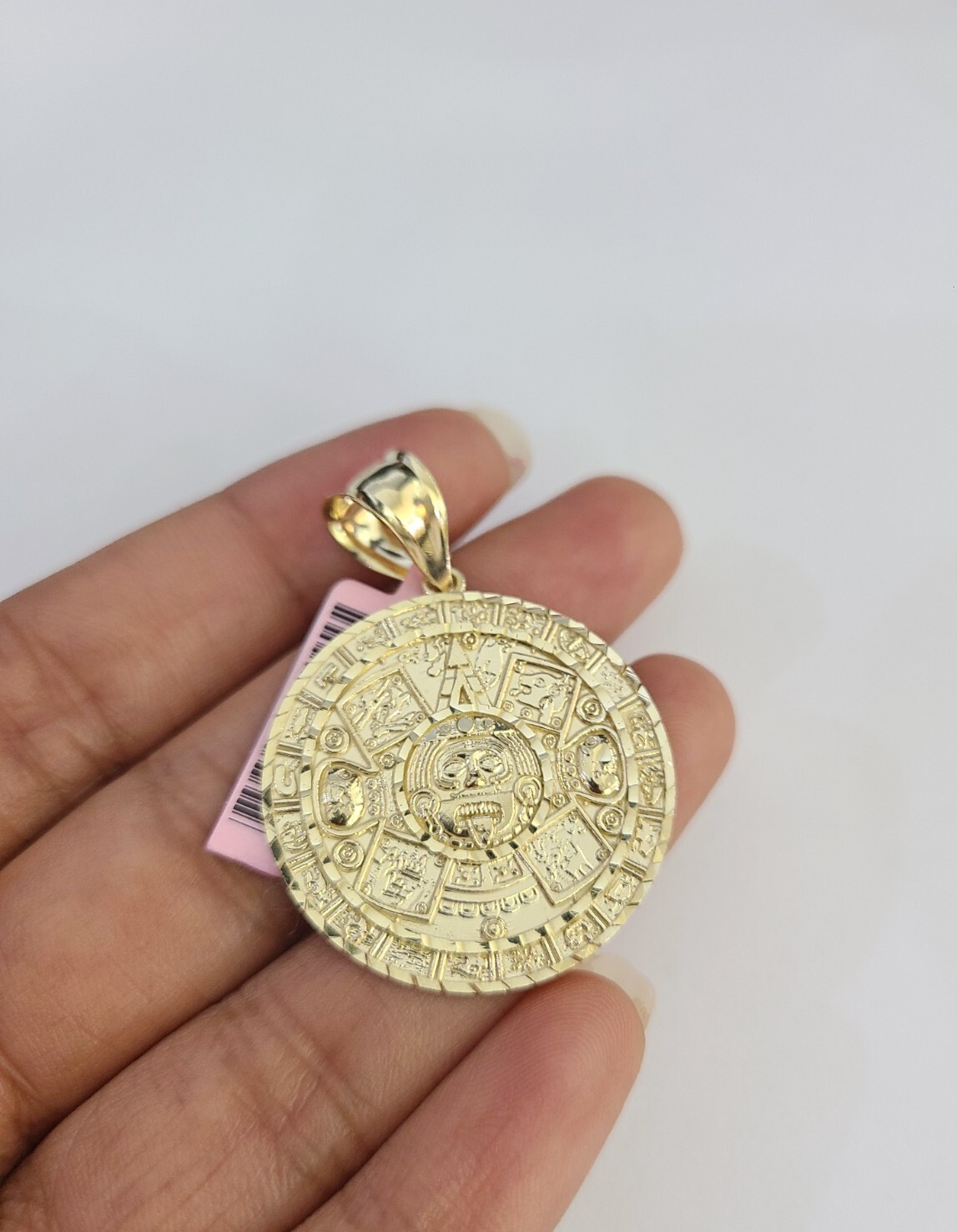 Real 14k Gold Charm Pendant Aztec Mayan Calendar Round Style 14kt ...