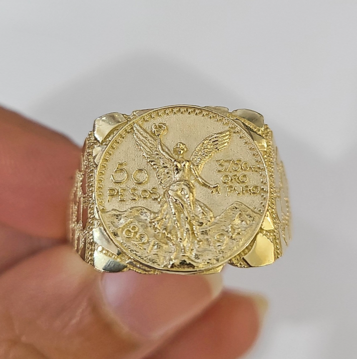 10k 50 Pesos Coin Centenario Ring Yellow Gold Men Real Genuine – GDJ