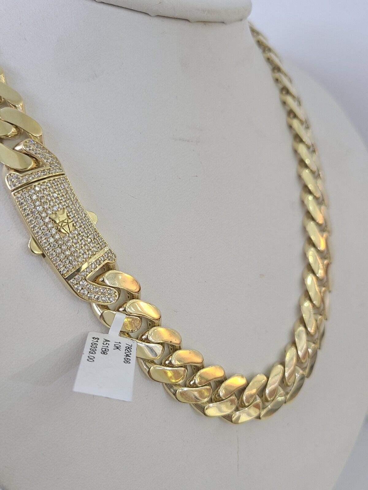 Real 10K Royal Monaco Chain Box Clasp 13mm Gold Necklace 10Kt 26" Genu ...