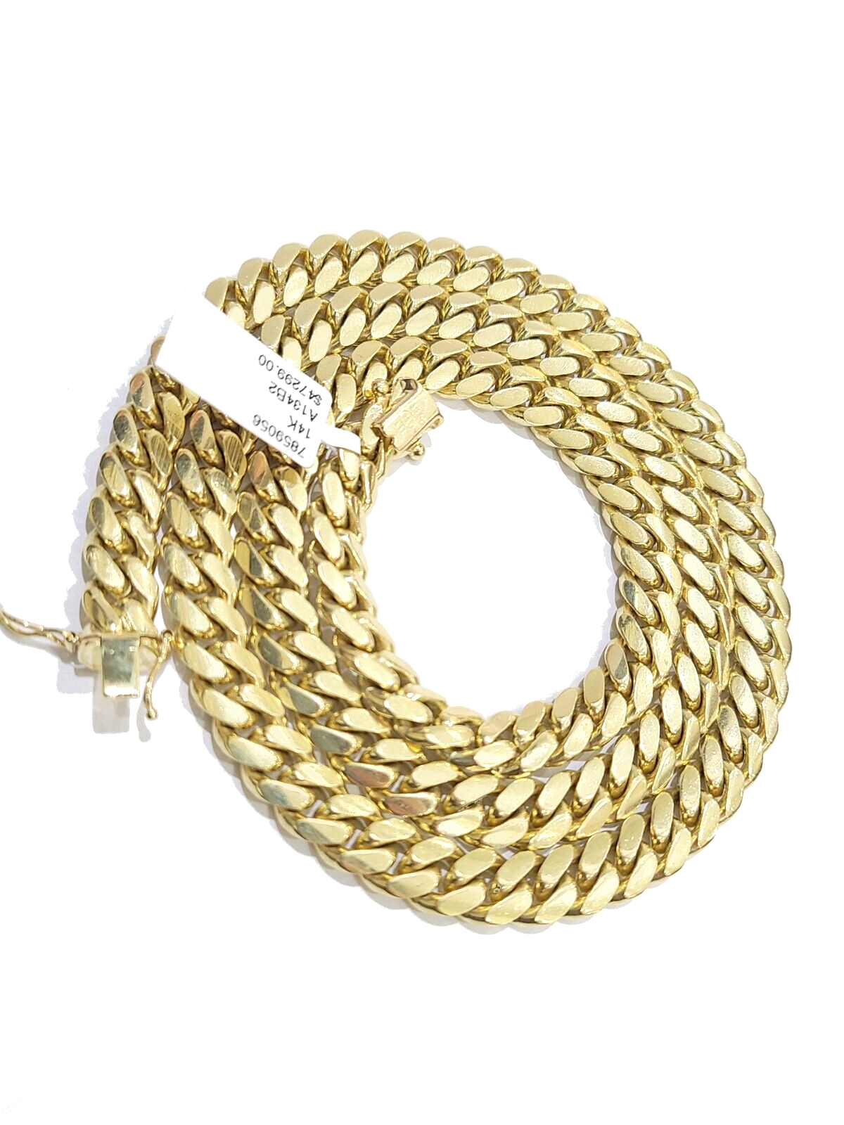 14K Yellow Solid Gold 8mm Men Box Lock Chain 26" Miami Cuban – GDJ