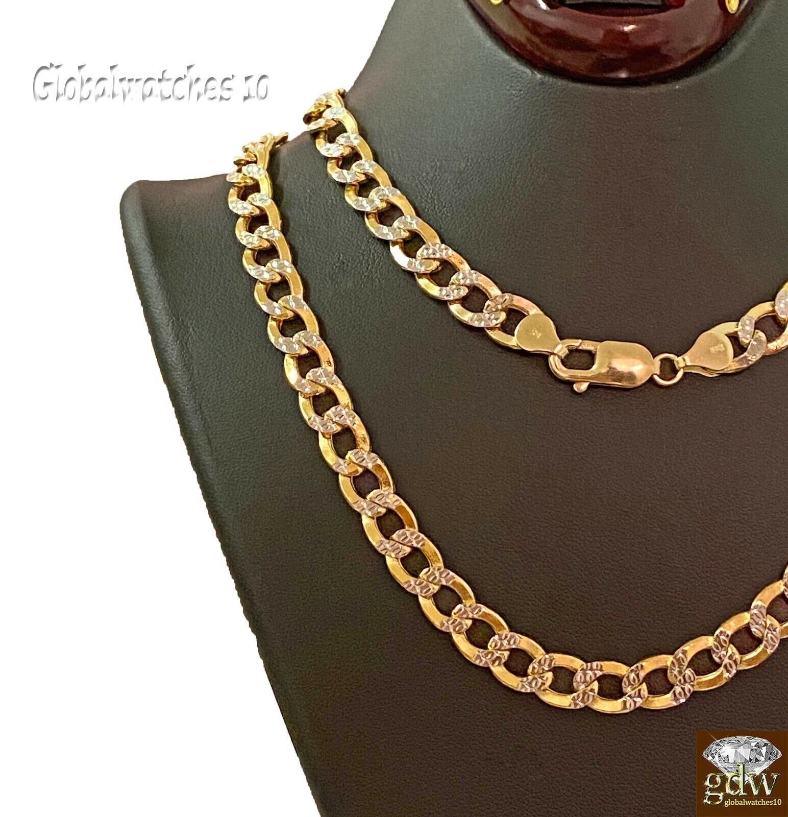 10k Gold Cuban Link Chain Diamond Cut 8mm 26 inch Lobster Lock Real Go ...