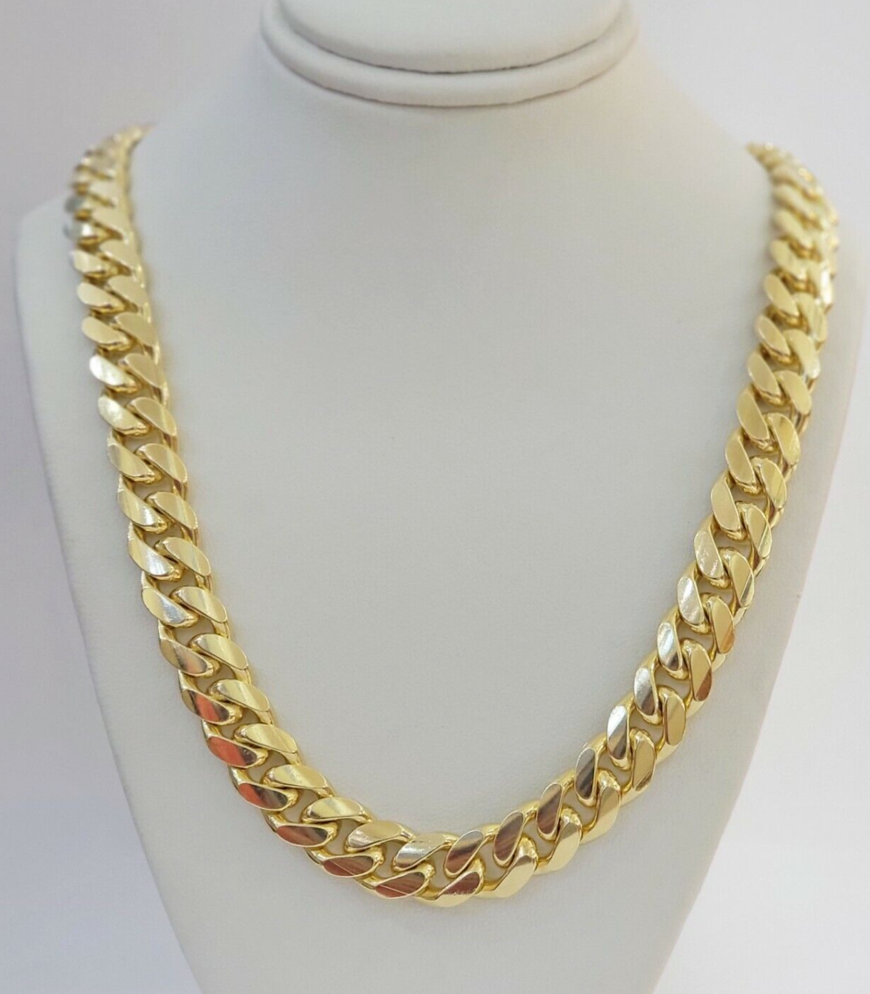 14k Gold 9mm Miami Cuban Link Chain Necklace Solid 14kt Yellow Gold Li ...