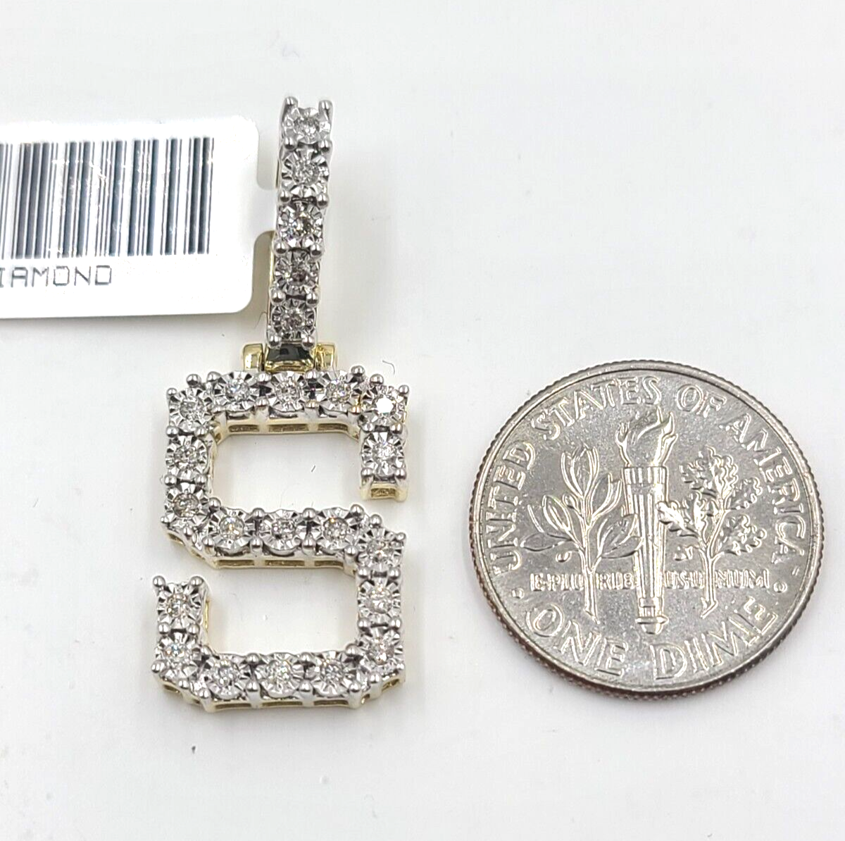 Real 10k Gold Diamond Letter S Initial Alphabet Charm Pendant 1.25" Me ...