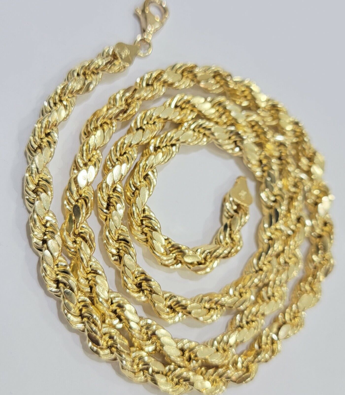 7mm Rope Chain 20"-30" Real 10kt Yellow Gold Necklace Men's Diamond Cu ...