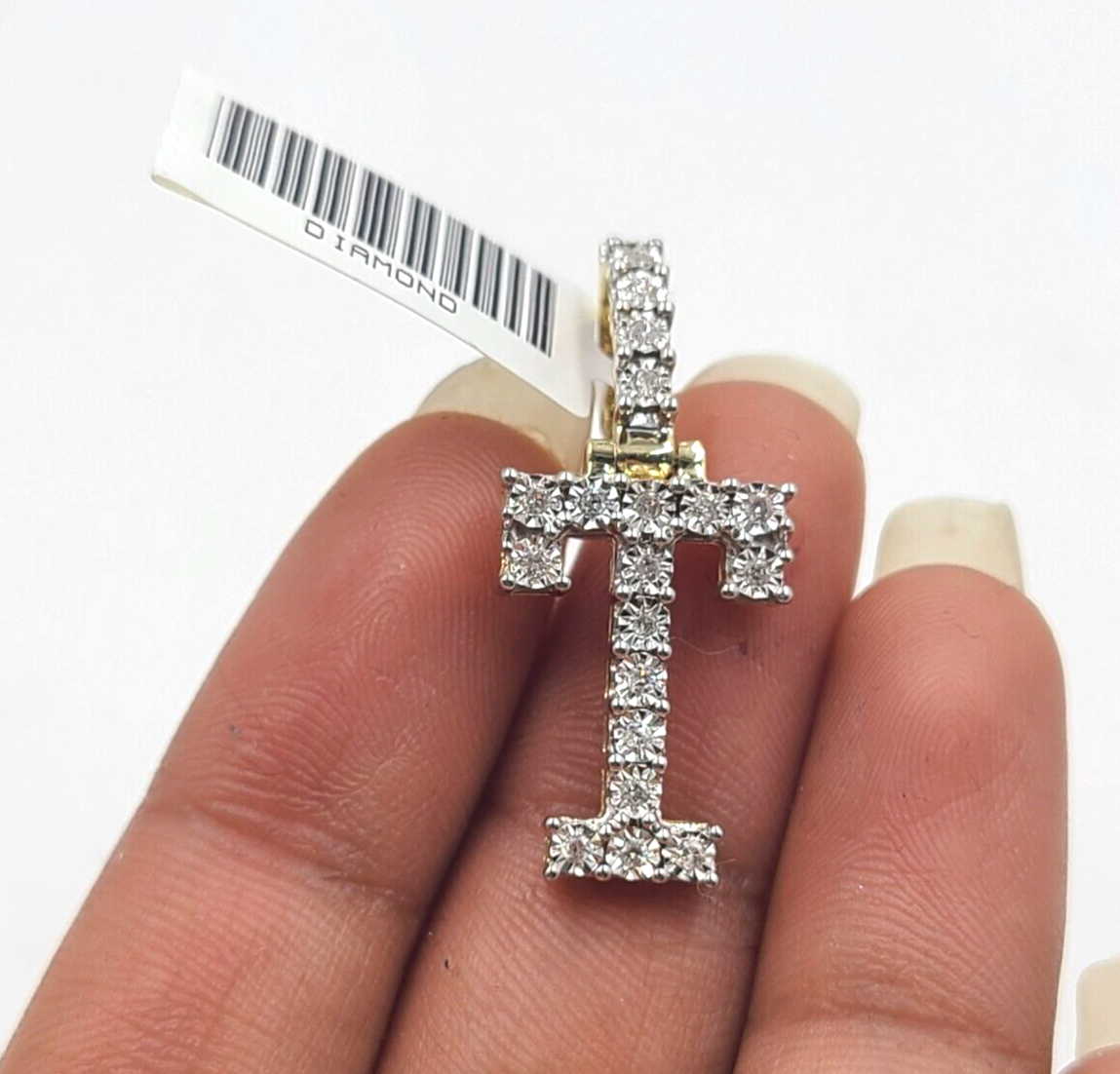 Real 10k Gold & Diamond Letter "T" Initial Alphabet Charm/Pendant 1.25 ...