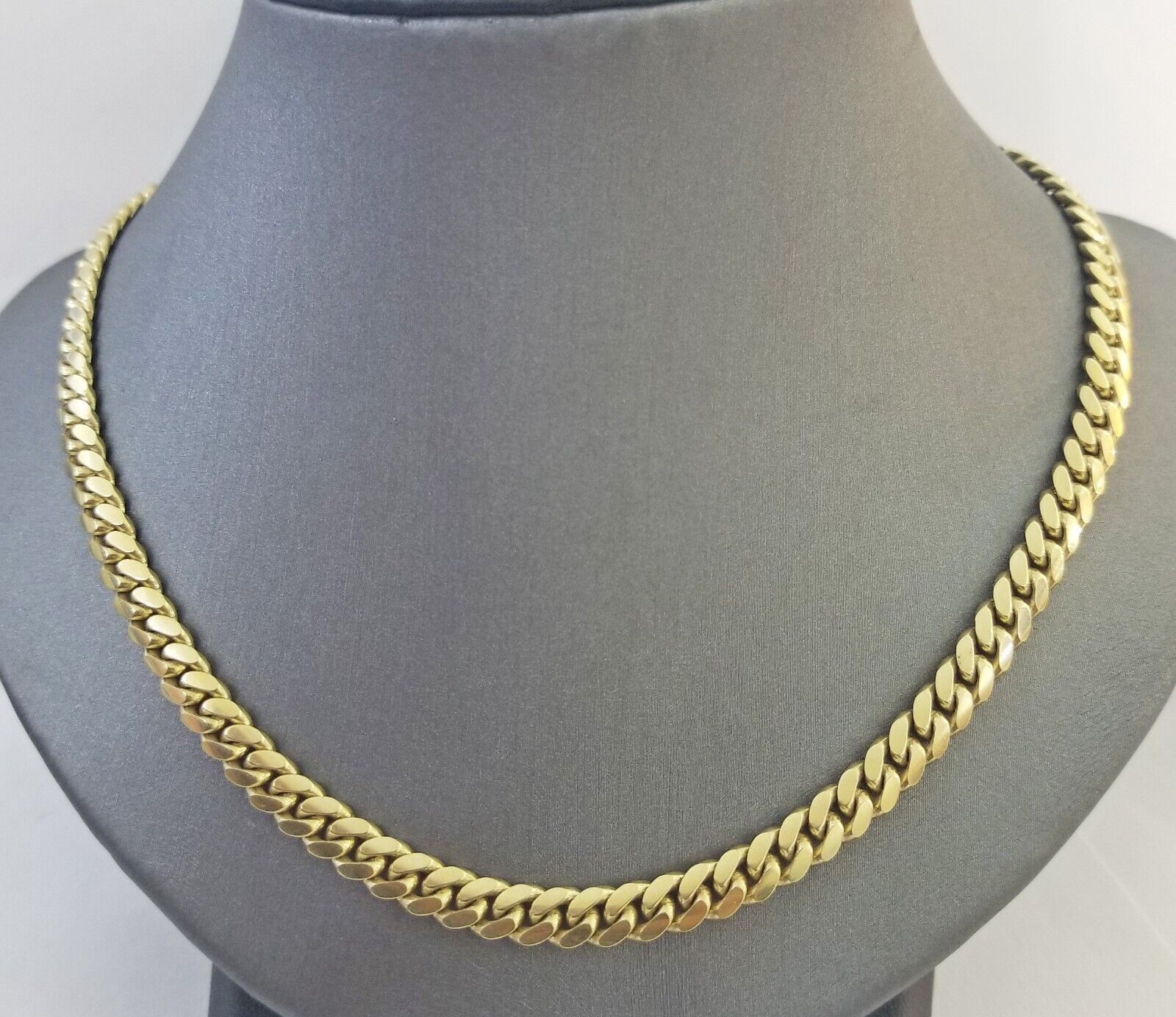 Solid Real 10k Gold Chain Miami Cuban Link 6mm Box Lock 22