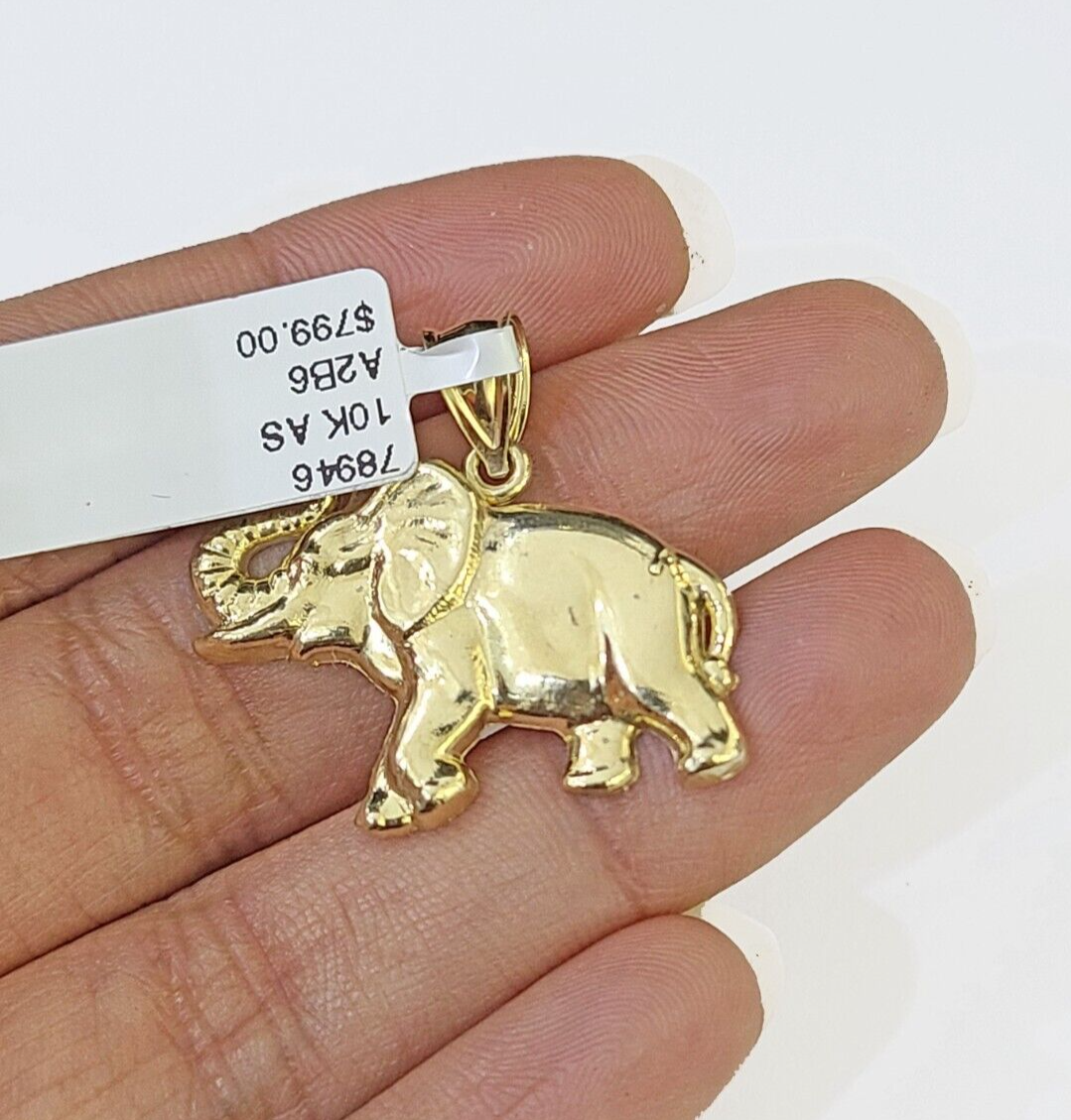10K Real Yellow Gold Elephant Charm Pendant Gold 10k – GDJ